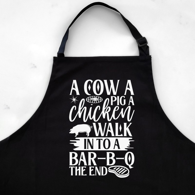 A Cow, A Pig And A Chicken BBQ Joke Apron | DadShop