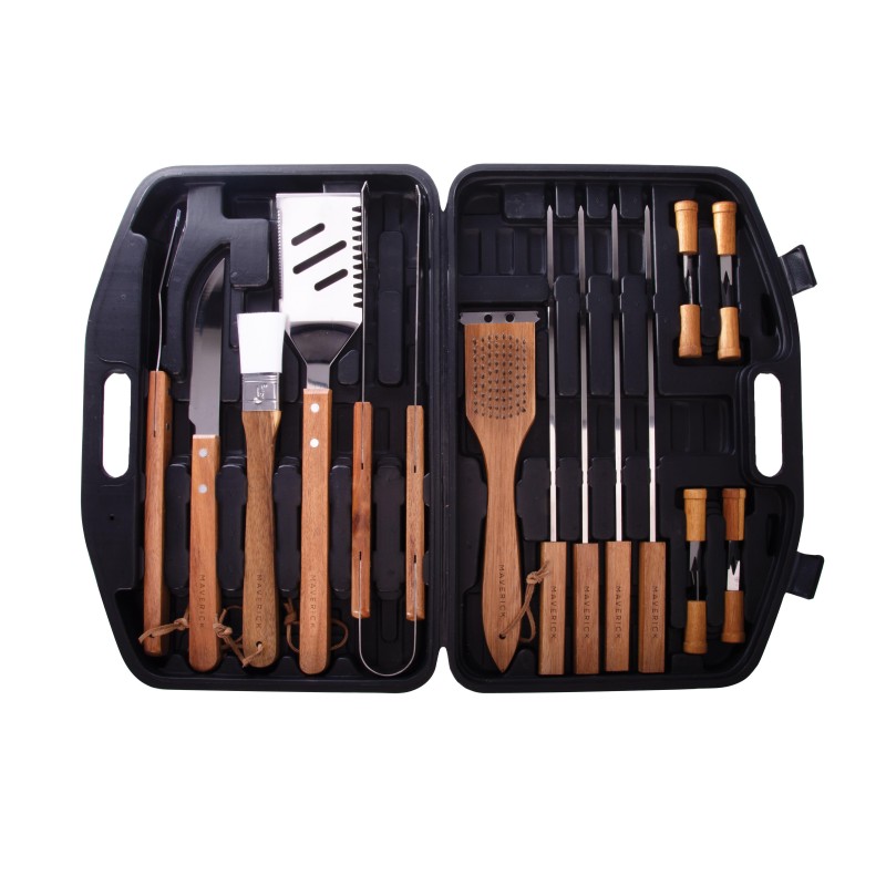 Maverick 18 Piece BBQ Tool Kit in Black Hard Shell Case | DadShop