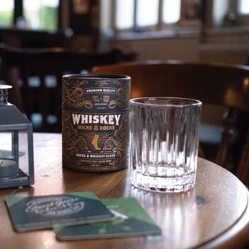 Luckies Whisky Socks On The Rocks - Socks and Whisky Glass Set | DadShop