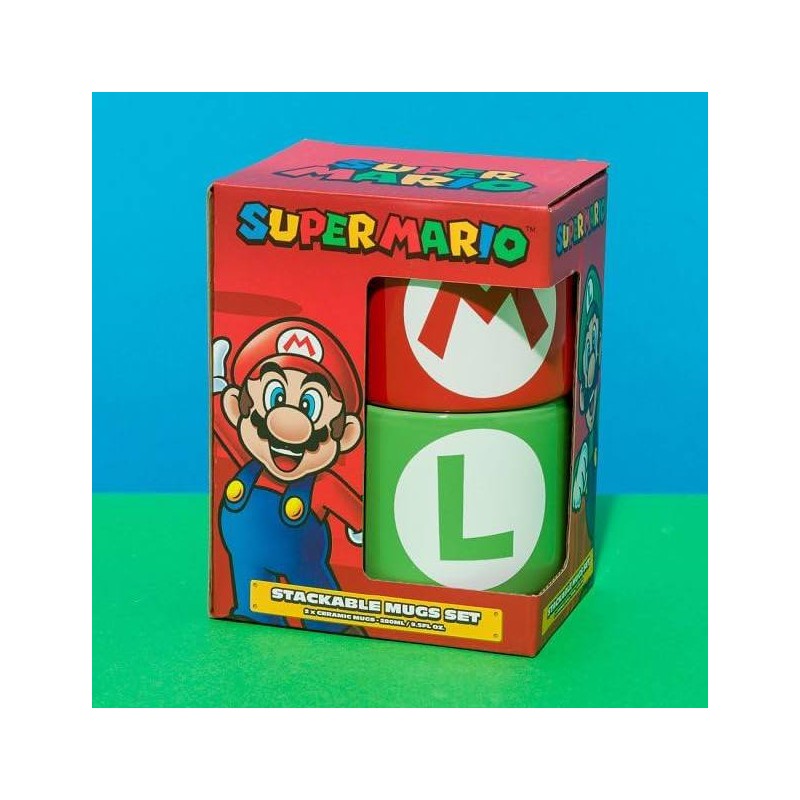 Super Mario Bros - Mario Luigi Initial - Stackable Mug Set | DadShop