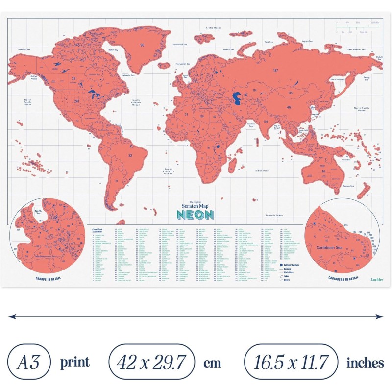 Track Your Travel - Luckies Coral Scratch Map | DadShop